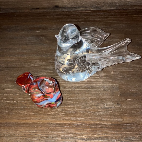 Accents | Clear Controlled Bubble Glass Art Bird Paperweights Set Of 2 ...